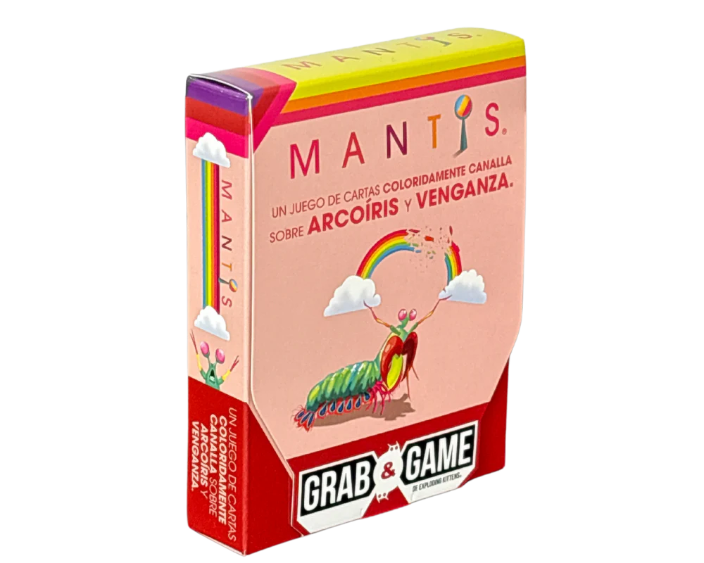 GRAB & GAME: MANTIS en Español, Juego de Mesa Exploding Kittens – Ficha y Dado RC